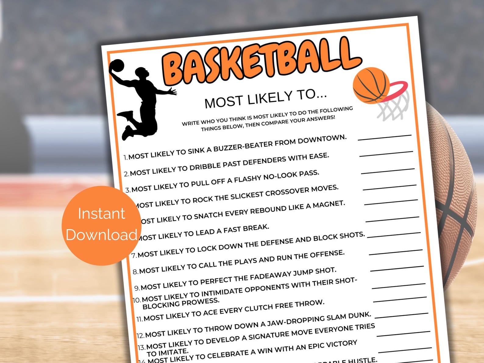 Basketball Most Likely To, Printable Basketball Team Party Games ...
