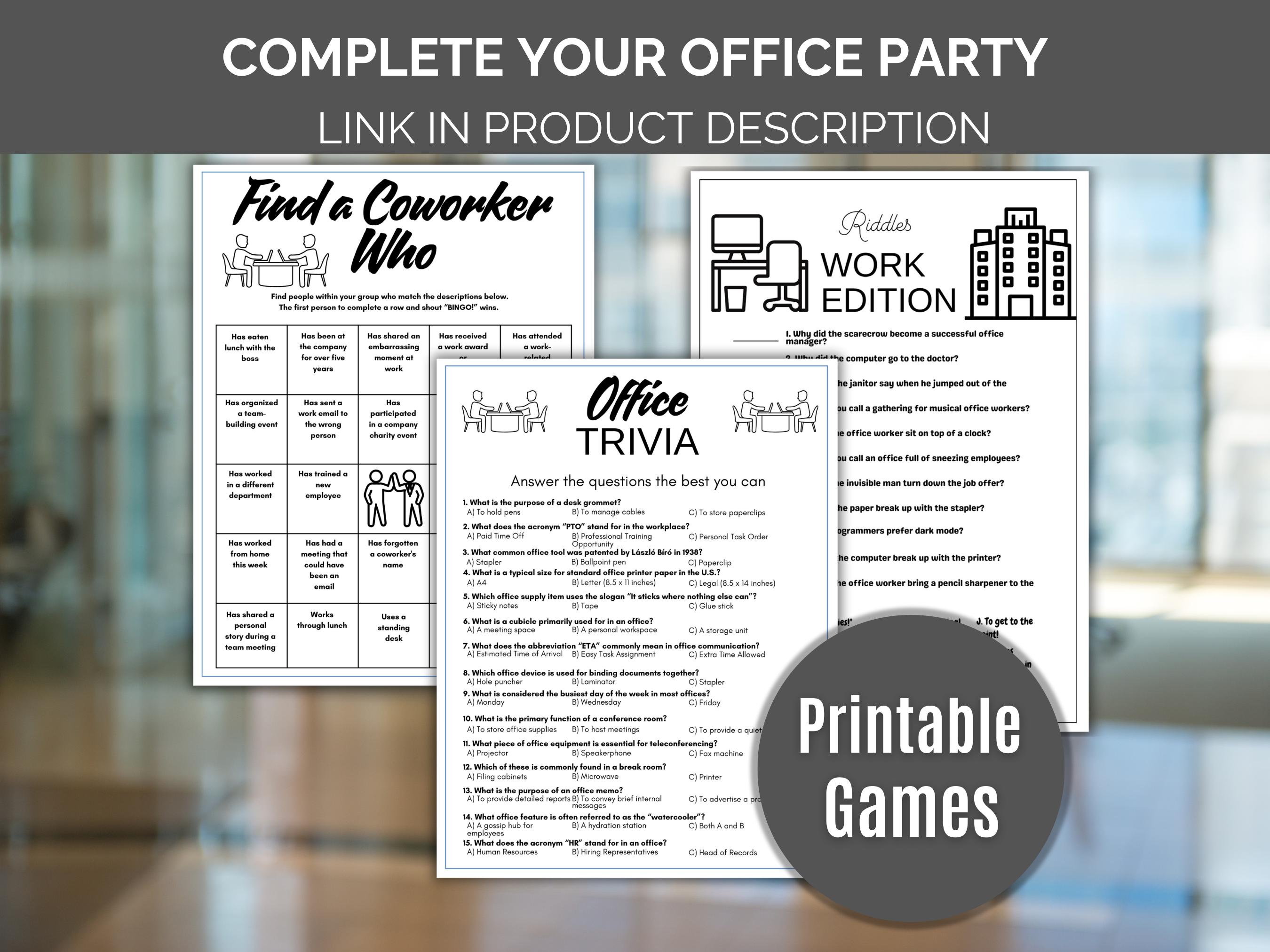 What's Your Office Name Game + Name Tags, Printable Office Party Games ...