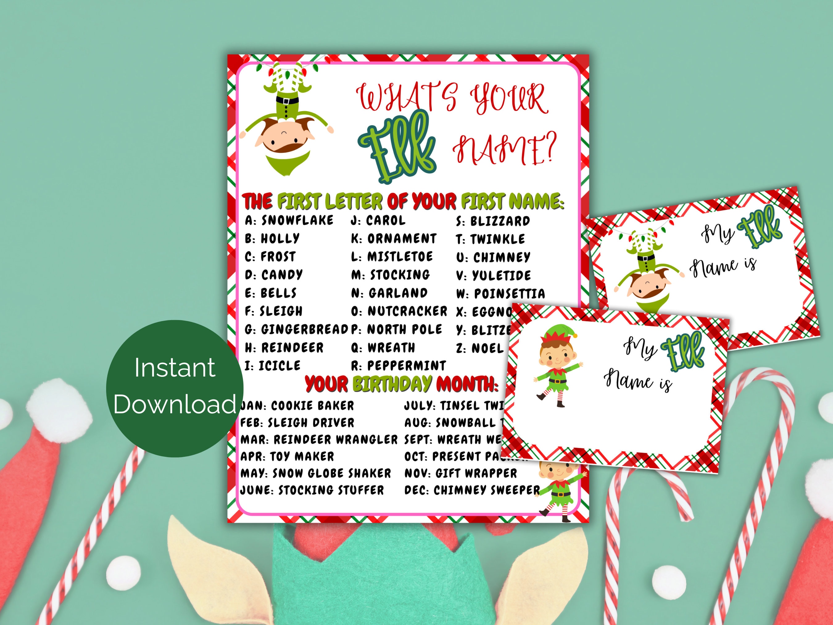 What's Your Elf Name Game + Name Tags, Christmas Party Game, Christmas ...