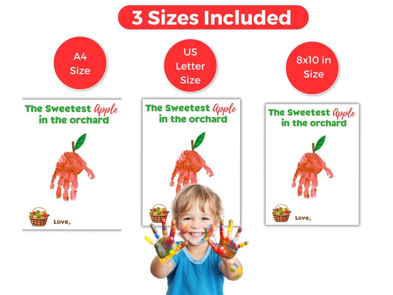 Apple Fall Handprint Art, Fall Handprint Craft for Toddlers, Fall ...