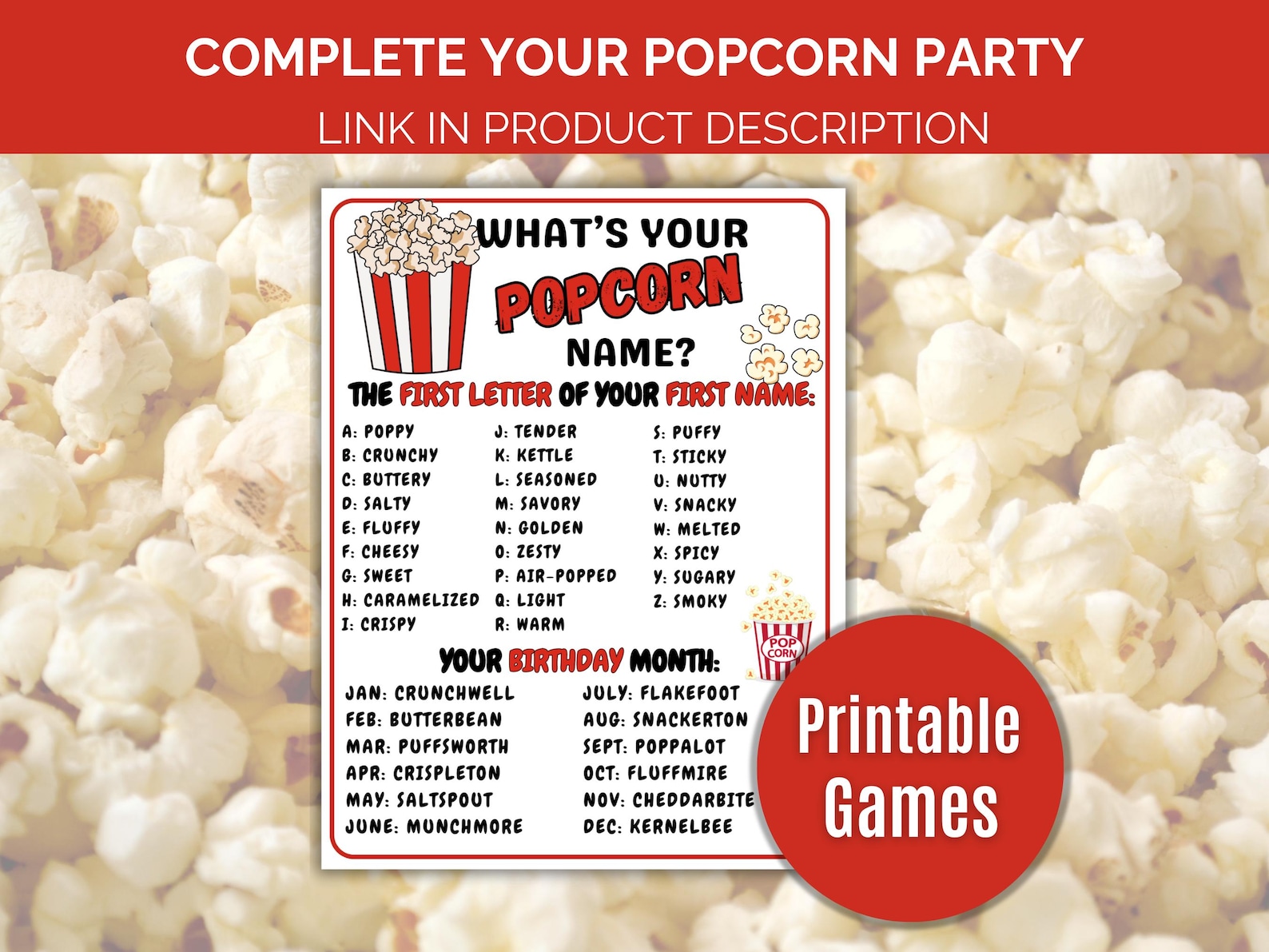 Popcorn Trivia Game, Popcorn Quiz, Printable Popcorn Game for Kids and ...