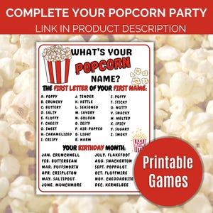 Popcorn Trivia Game, Popcorn Quiz, Printable Popcorn Game for Kids and ...