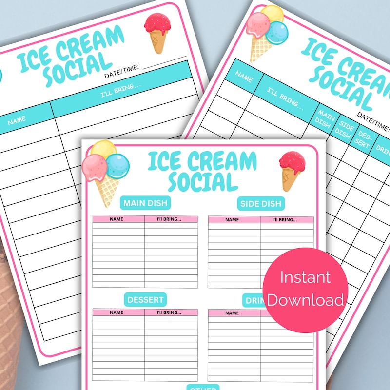 Ice Cream Social Sign up Sheet - Etsy