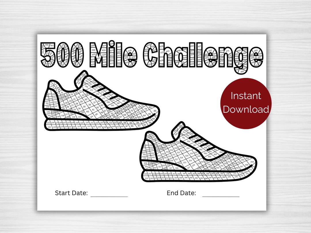 500 Mile Workout Challenge Tracker, Walking Tracker Coloring Page ...