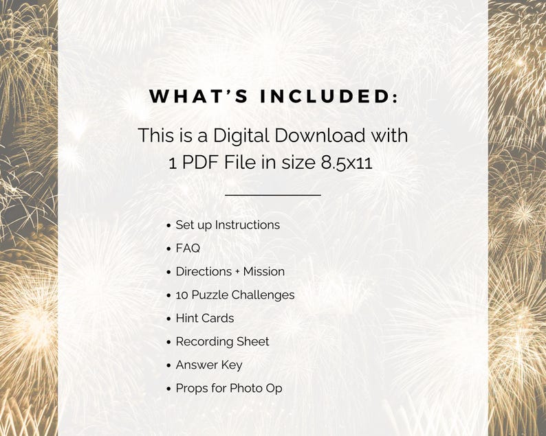 New Years Eve Escape Room Game, Printable NYE Escape Room for Kids or ...