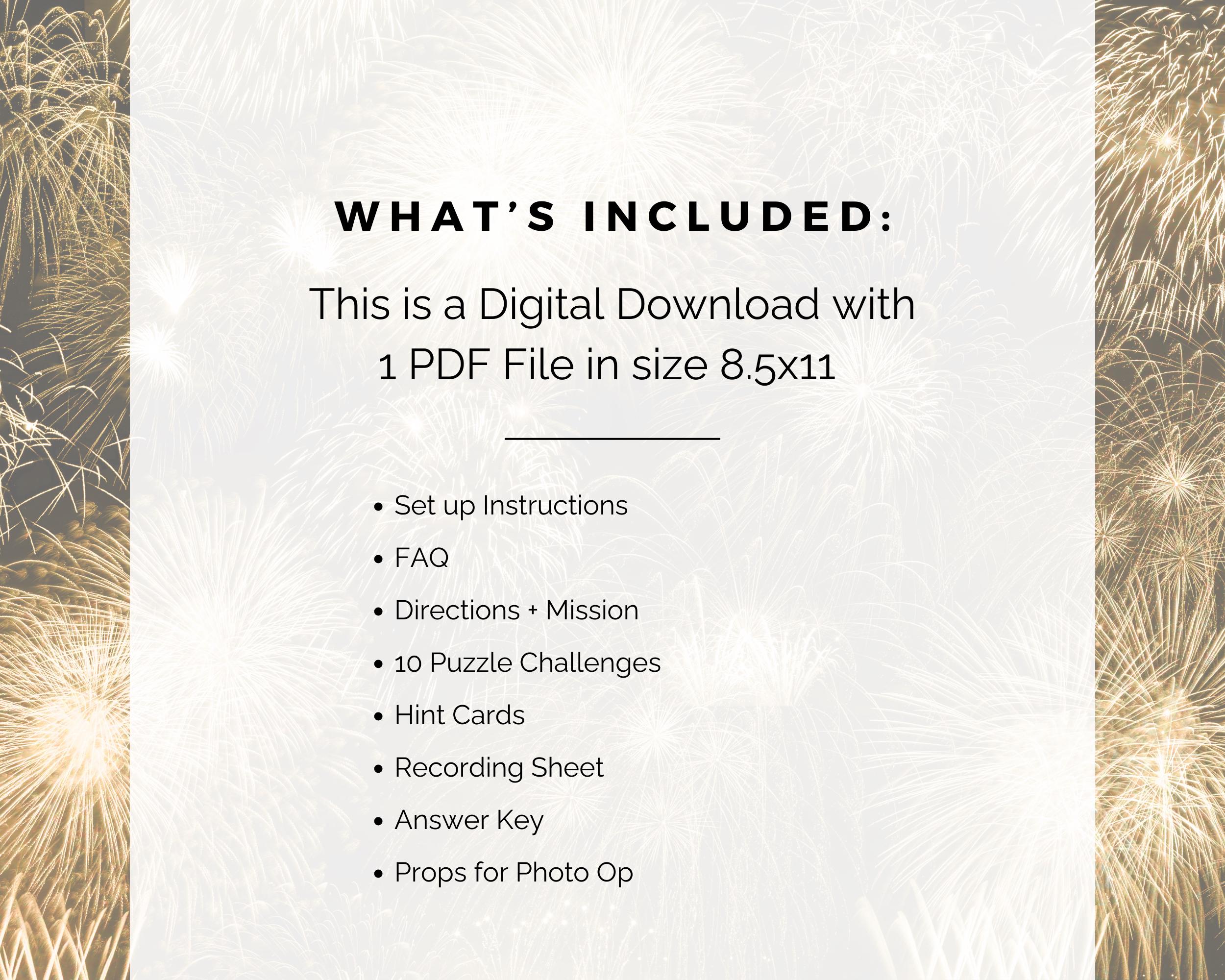 New Years Eve Escape Room Game, Printable NYE Escape Room for Kids or ...