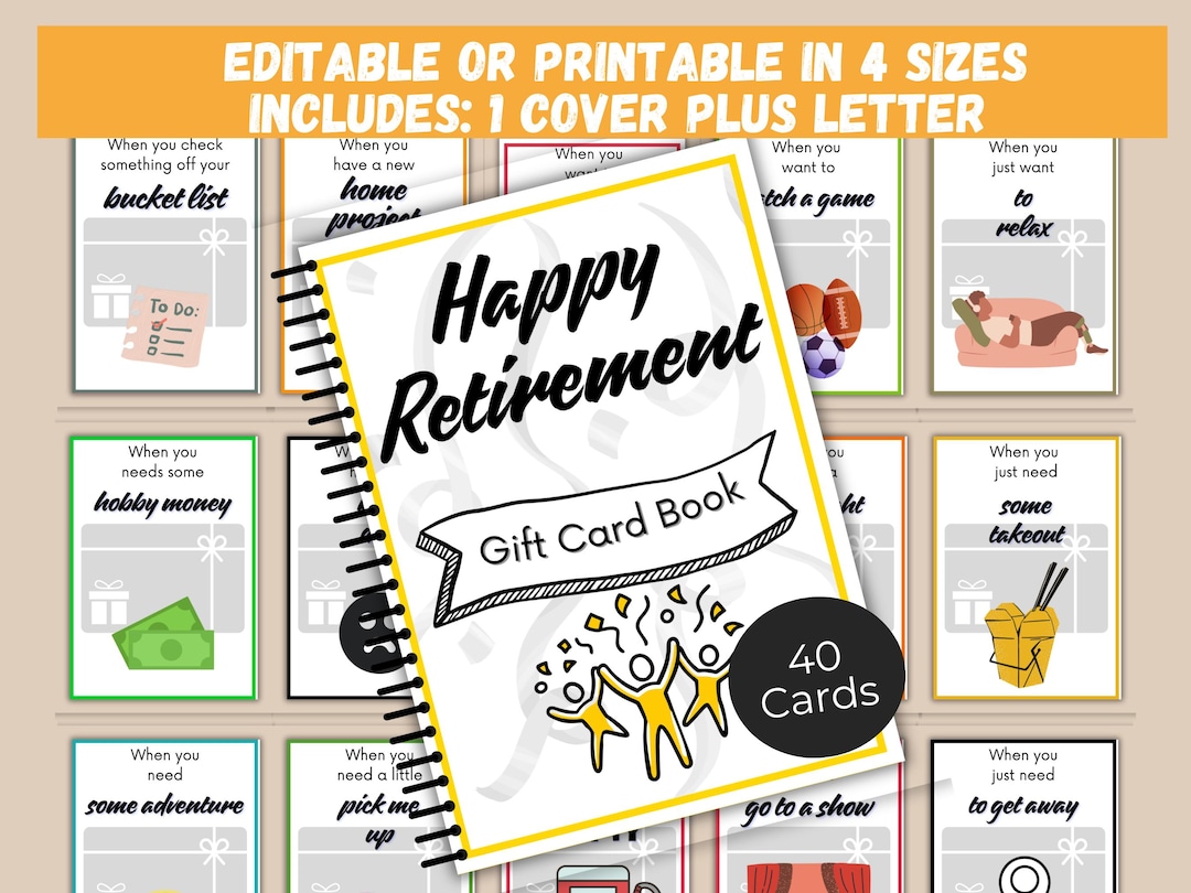 Retirement Gift Card Book Editable or Printable, Coworker Farewell Gift ...
