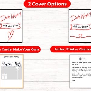 Date Night Gift Card Book Editable or Printable, Wedding Gift Idea ...