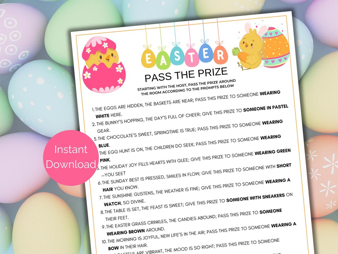 Easter Pass the Prize, Printable Easter Pass the Parcel Game, Easter ...