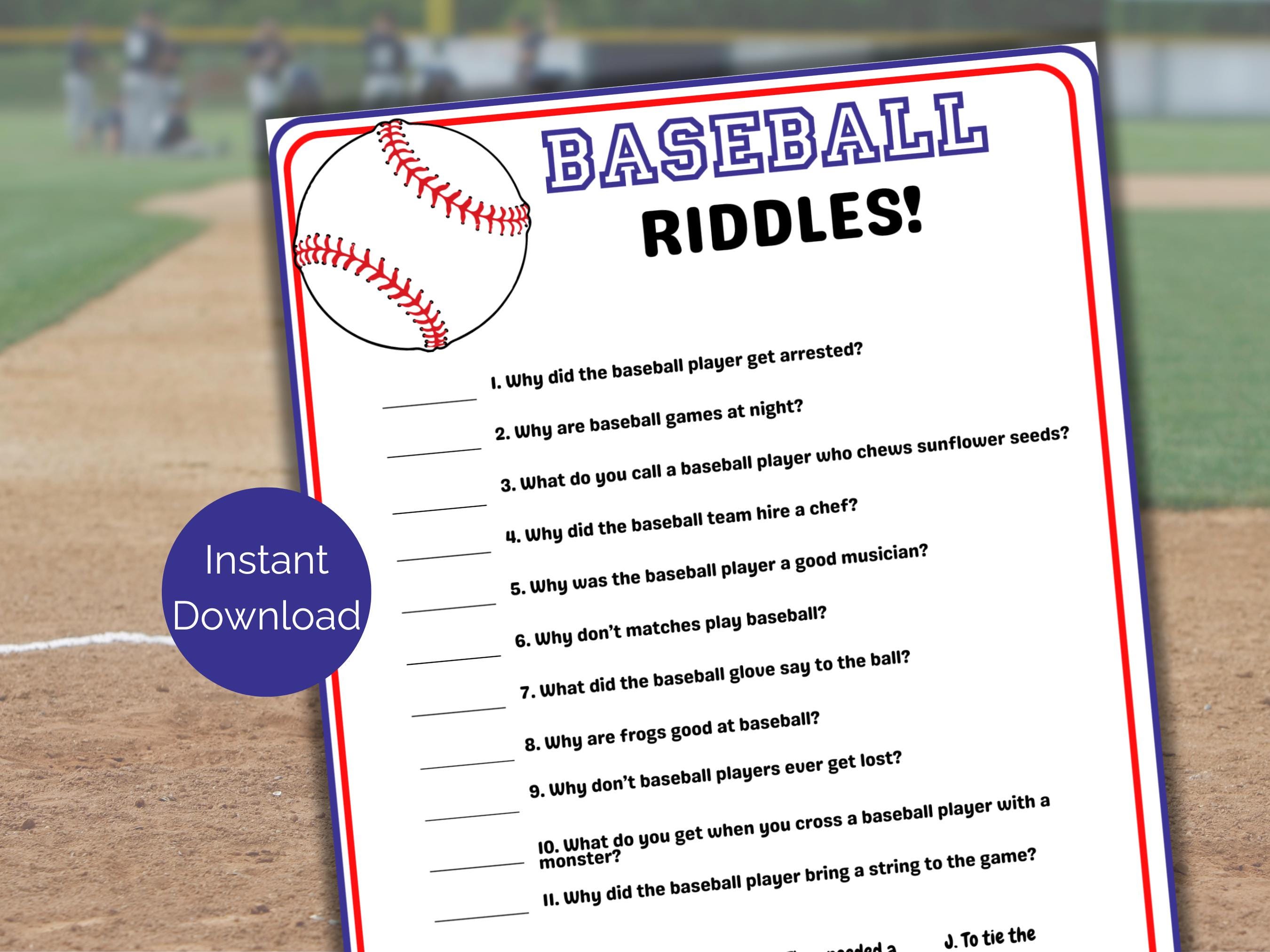 Baseball Jokes, Baseball Riddles, Baseball Team Party Games, Baseball ...