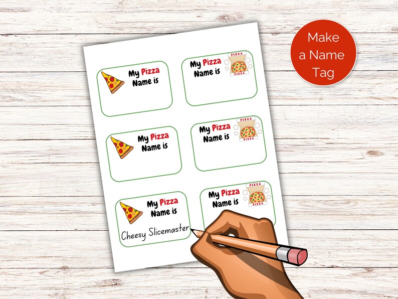 What's Your Pizza Name Game + Name Tags, Pizza Party Game, Pizza Themed ...