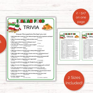 Italian Food Trivia Game, Italian Food Quiz, Pasta Trivia for Kids and ...