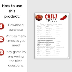 Chili Trivia Game, Chili Cookoff Quiz, Printable Chili Cook-off Game ...