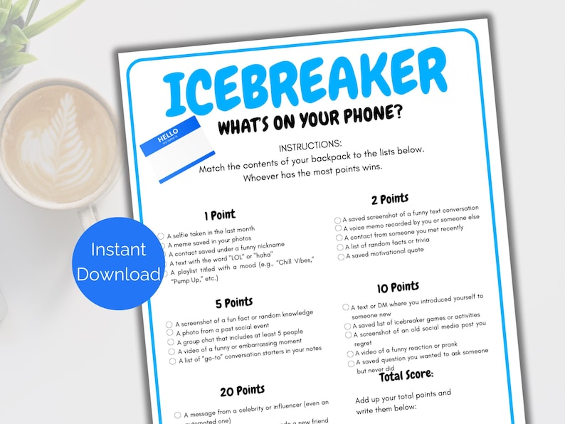 Icebreaker What's on Your Phone, Printable Icebreaker Game for Family ...