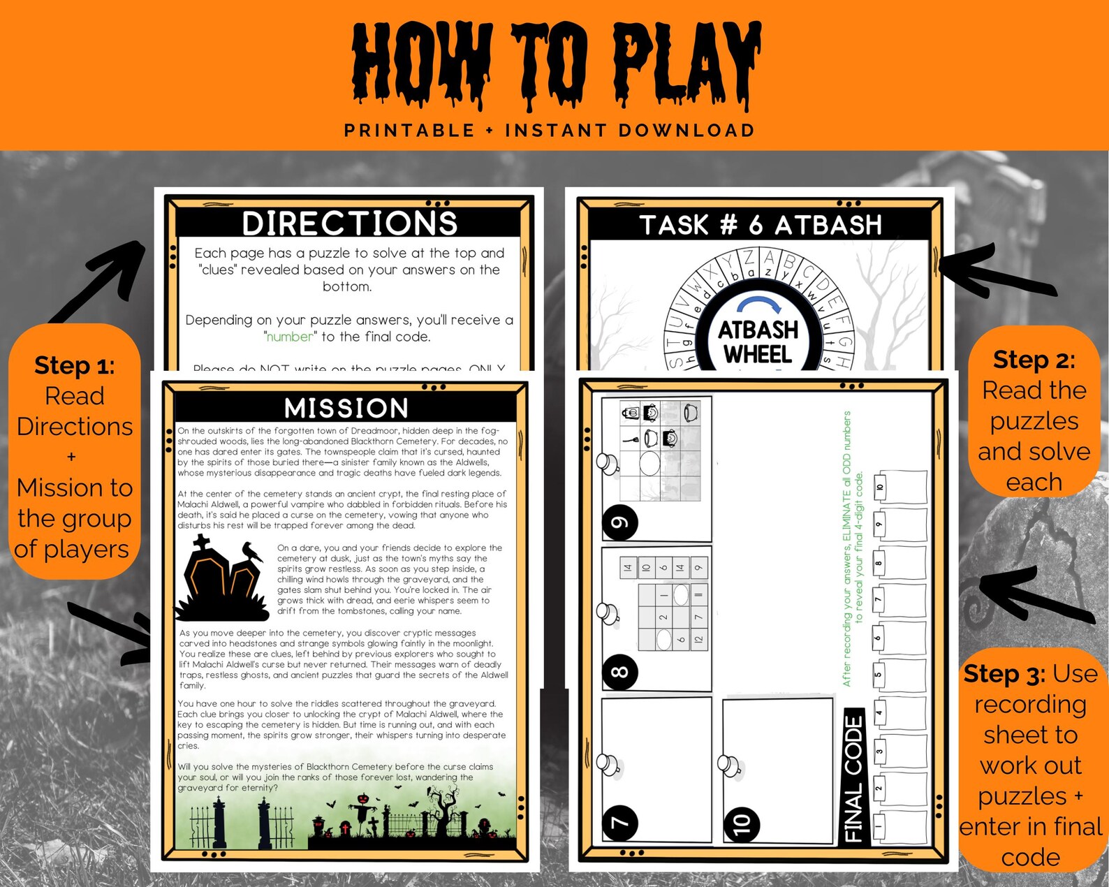 Haunted Graveyard Escape Room, Halloween Printable Escape Room Kit, DIY ...