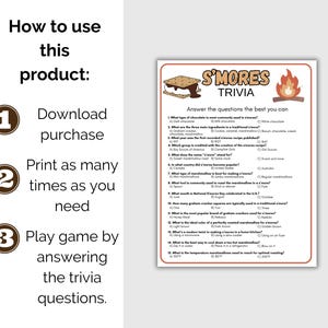 S'mores Trivia Game, Smores Quiz, Printable Camping Party Game for Kids + Adults, Food Trivia ...