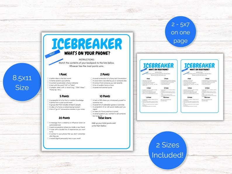 Icebreaker What's on Your Phone, Printable Icebreaker Game for Family ...