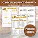 Potato Trivia Game, Potato Quiz, Printable Potato Bar Game for Kids ...