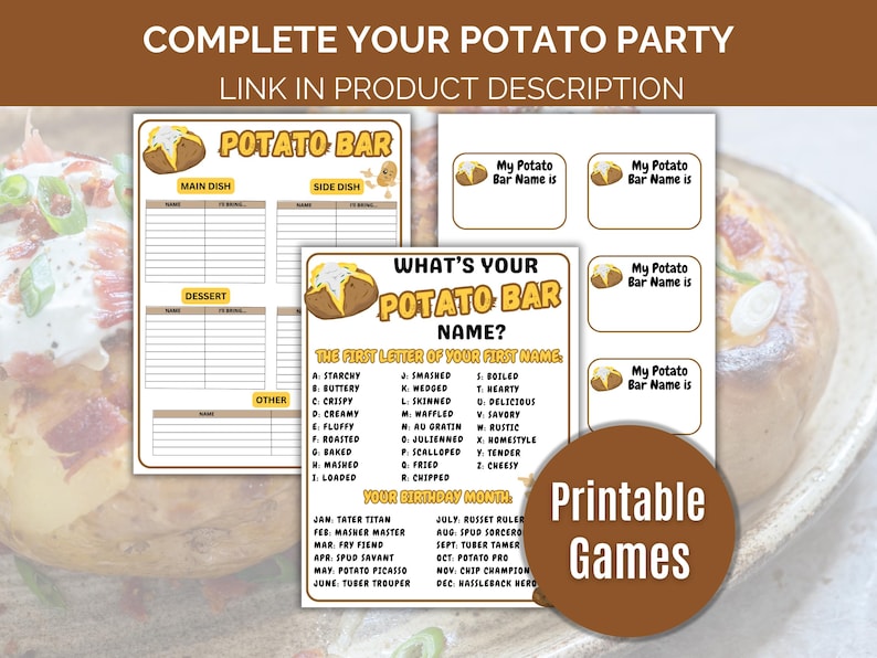 Potato Trivia Game, Potato Quiz, Printable Potato Bar Game for Kids ...