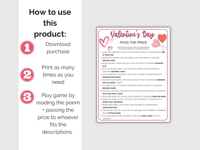 Valentines Pass the Prize, Printable Valentine's Pass the Parcel Game ...