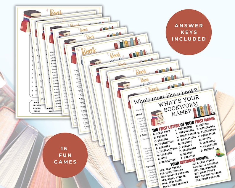 Book Club Game Bundle, 16 Printable Book Club Activities, Book Club ...
