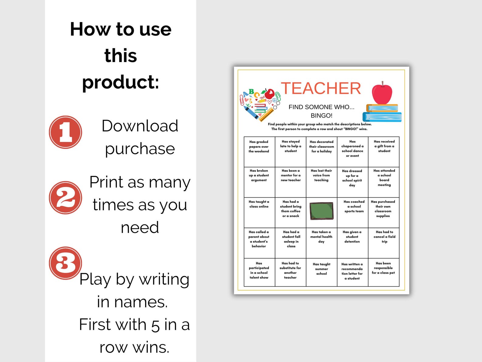 Teacher Find Someone Who Game, Staff Party Mix and Mingle, Faculty ...