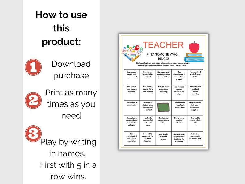 Teacher Find Someone Who Game, Staff Party Mix and Mingle, Faculty ...