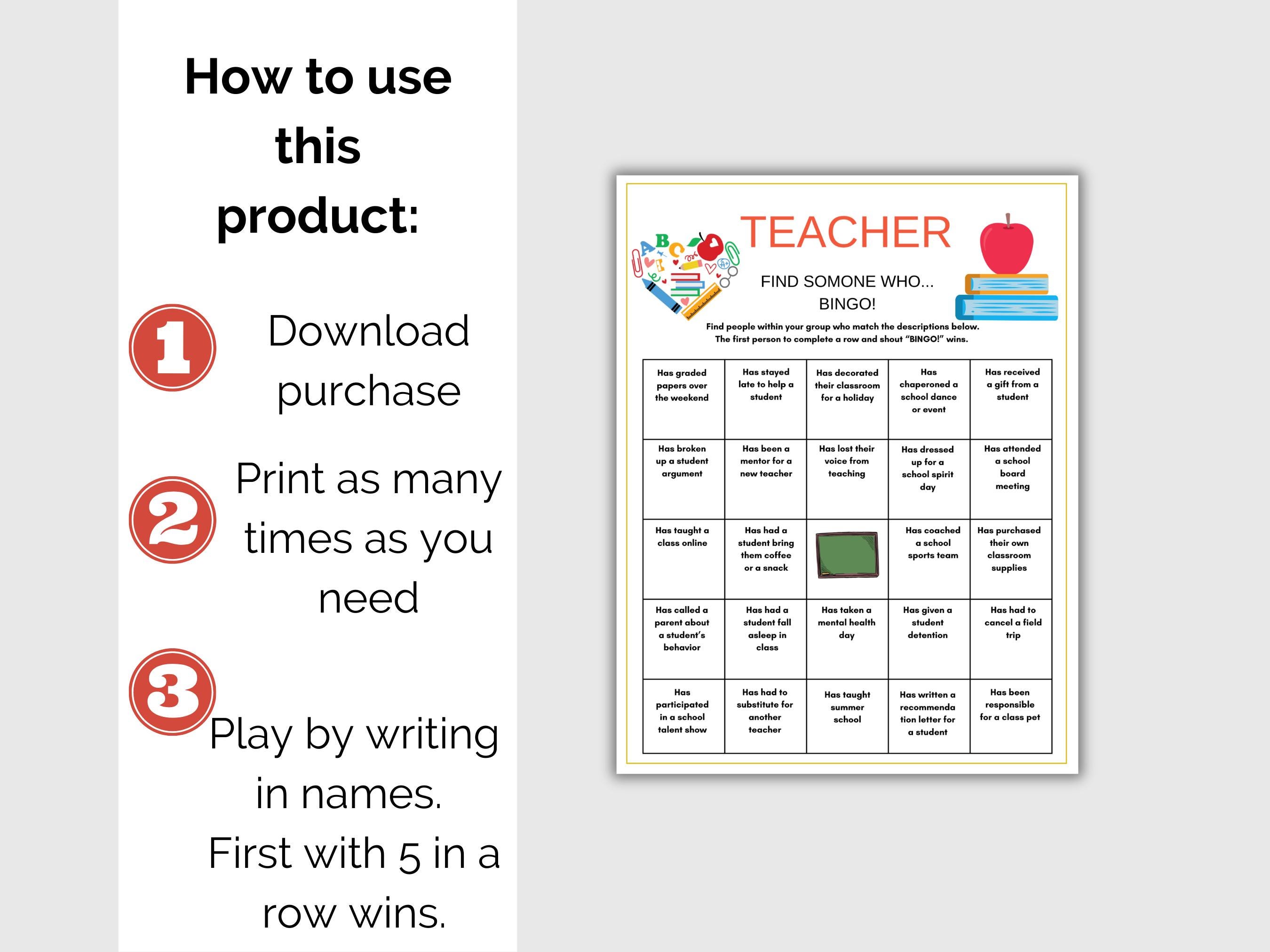 Teacher Find Someone Who Game, Staff Party Mix and Mingle, Faculty ...
