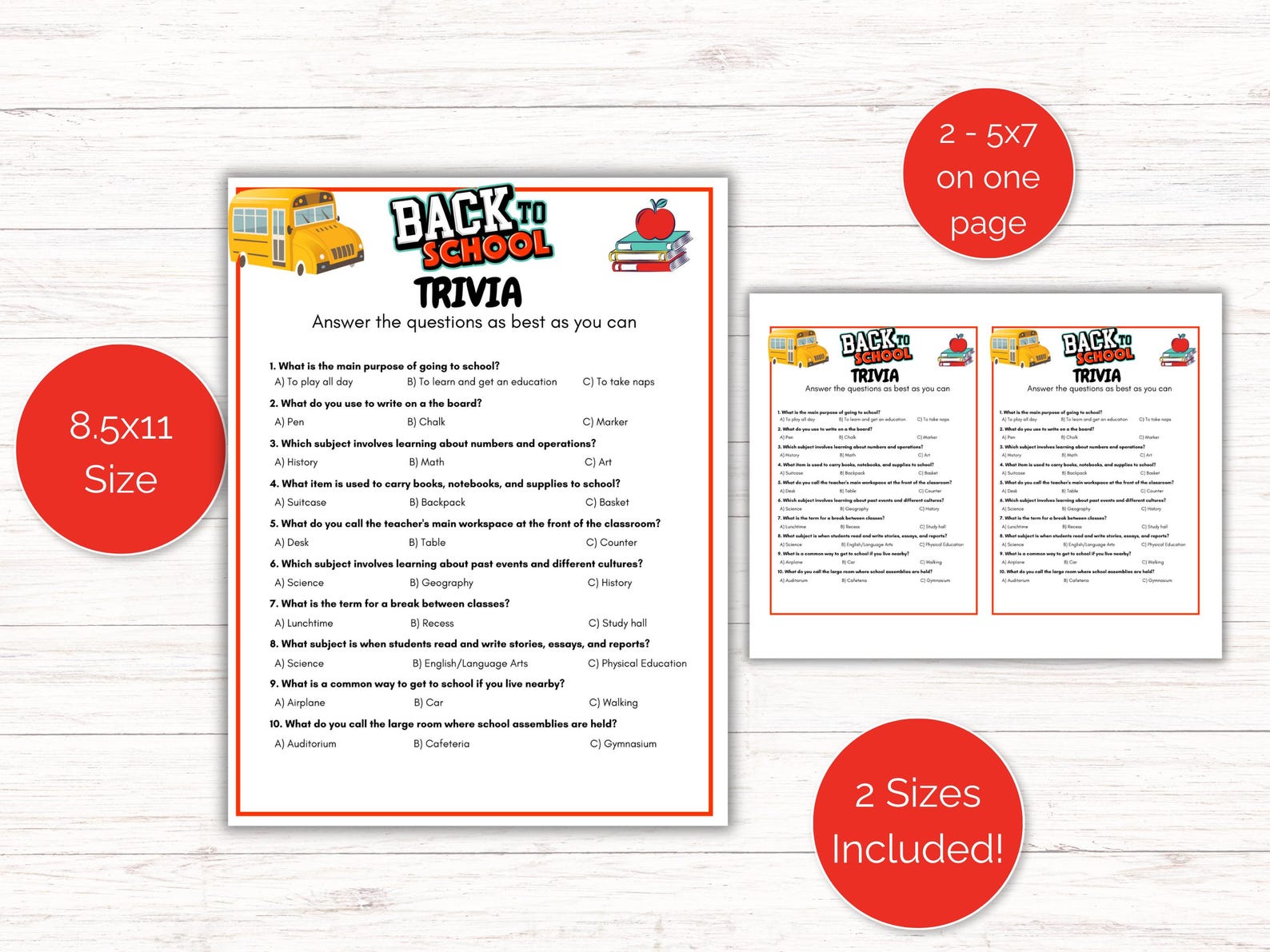 Back to School Trivia Game, First Day of School Icebreaker, School ...