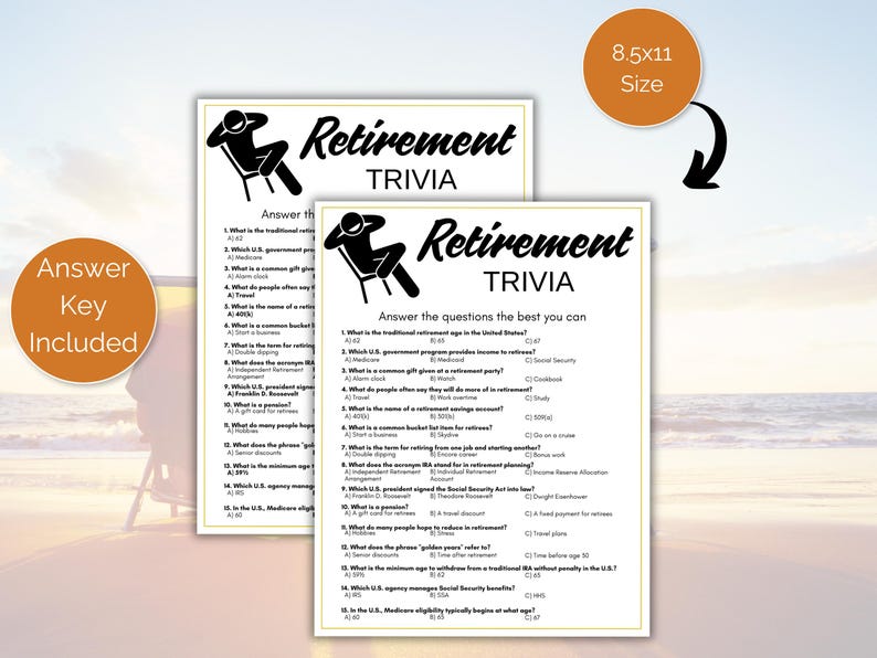 Retirement Trivia Game, Printable Retirement Quiz, Retirement Party ...