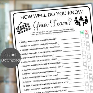 Team Building Games, How Well Do You Know Your Team, Office Party Game, Coworker Activity ...