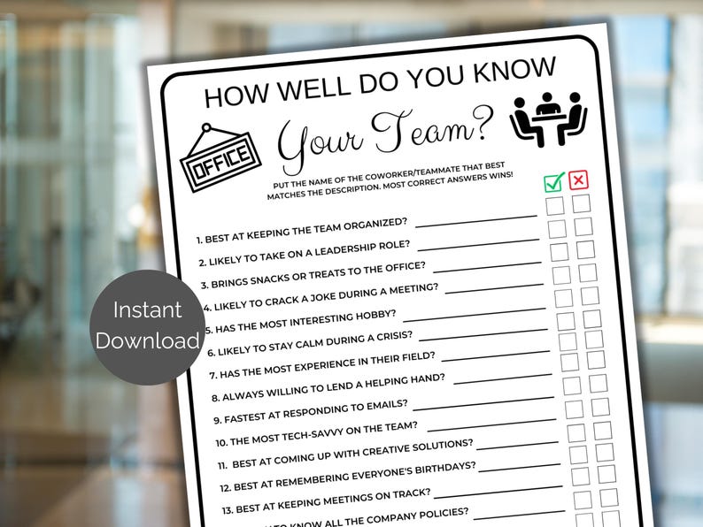 Team Building Games, How Well Do You Know Your Team, Office Party Game ...
