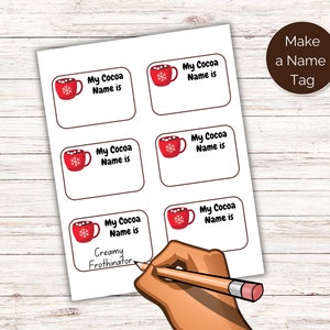 What's Your Cocoa Name Game + Name Tags, Hot Cocoa Bar, Hot Chocolate ...