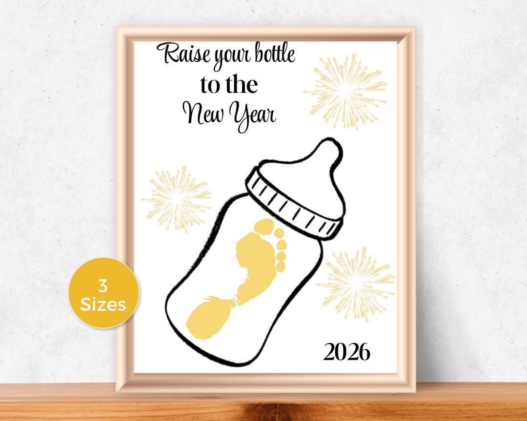 2026 New Years Bottle Footprint Art, 2026 New Years Handprint Craft for ...