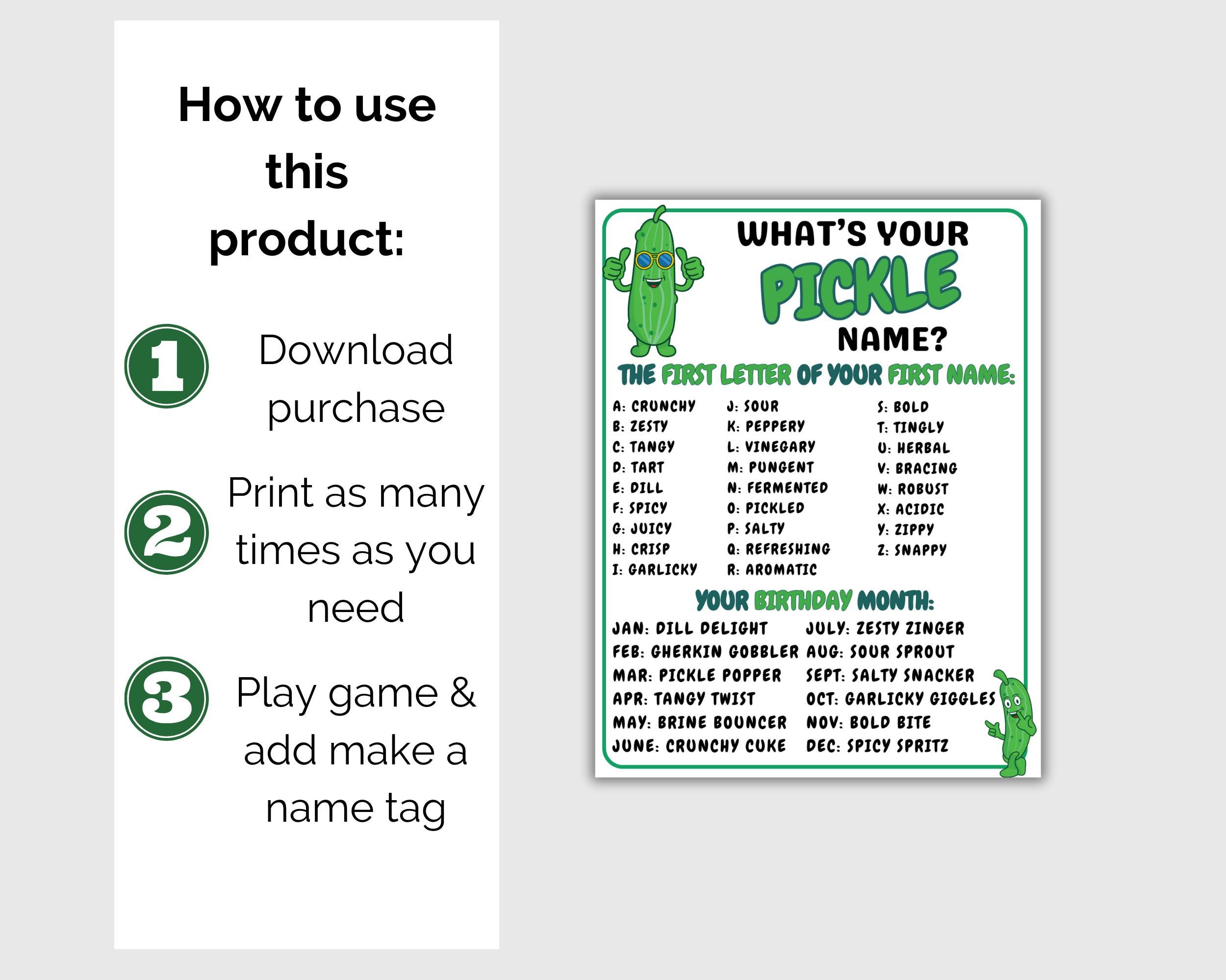 Pickle Games Bundle, Pickle Themed Party Activity, Party Party Games ...