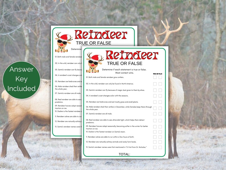Reindeer True or False Game, Reindeer Trivia Game, Reindeer Quiz ...