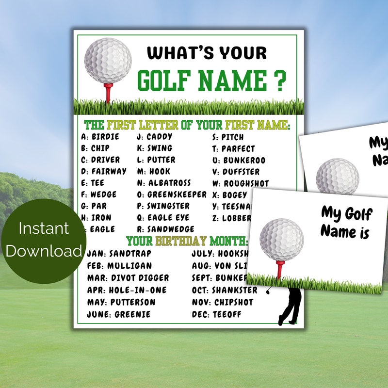 Funny Golf Names Printable - Etsy