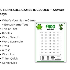 Frog Game Bundle, Frog Birthday Party Ideas, Hoppy Birthday Game, Frog ...