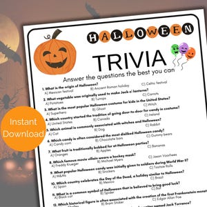 Halloween Trivia Game, Printable Halloween Trivia Quiz for Kids and ...