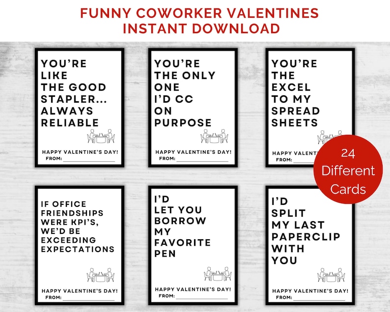 Funny Coworker Valentine Cards, Workplace Valentine Cards, Printable ...