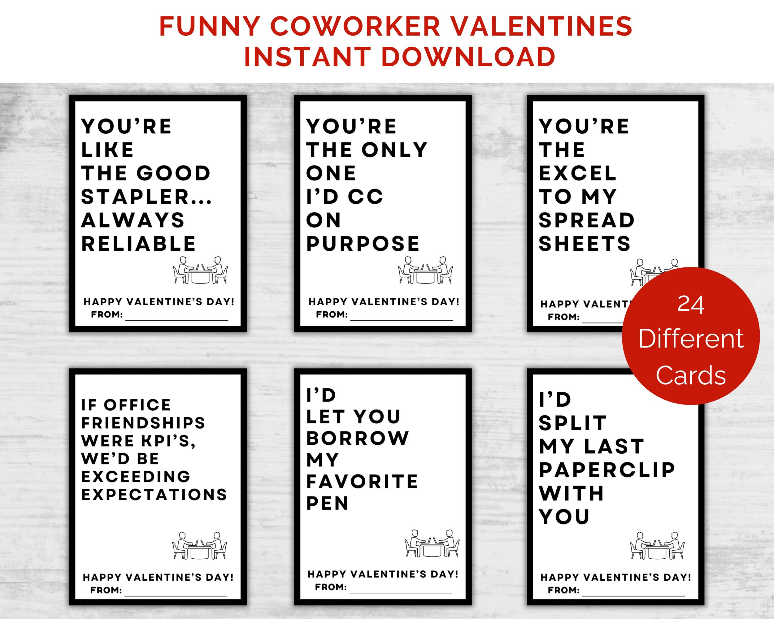 Funny Coworker Valentine Cards, Workplace Valentine Cards, Printable ...