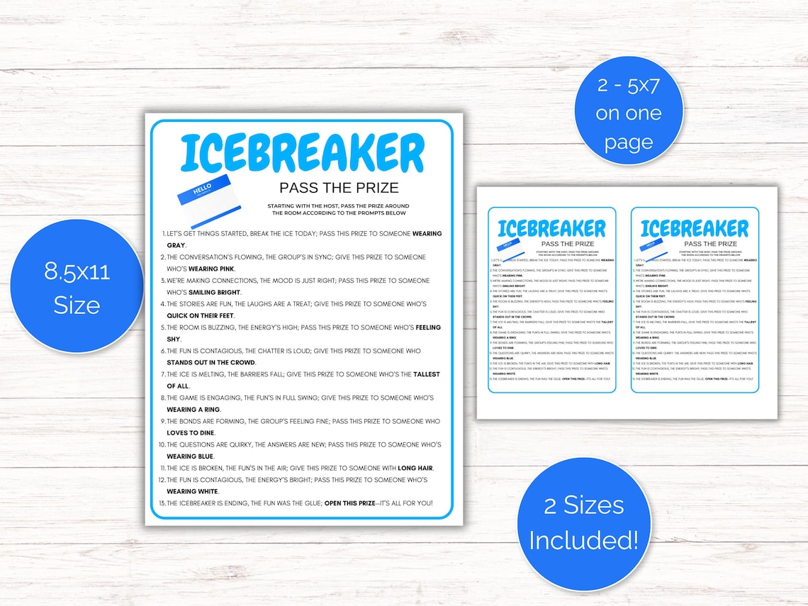Icebreaker Pass the Prize, Printable Icebreaker Pass the Parcel Game ...