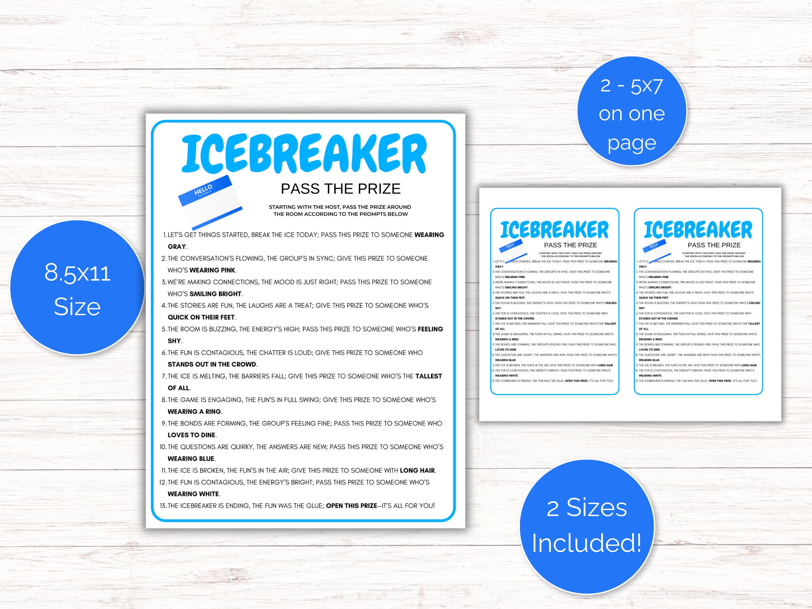 Icebreaker Pass the Prize, Printable Icebreaker Pass the Parcel Game ...