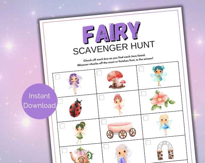 Fairy Birthday Scavenger Hunt for Kids, Indoor Treasure Hunt Clues ...