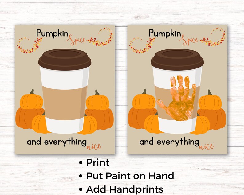 Pumpkin Spice Fall Handprint Art, Fall Handprint Craft for Toddlers ...