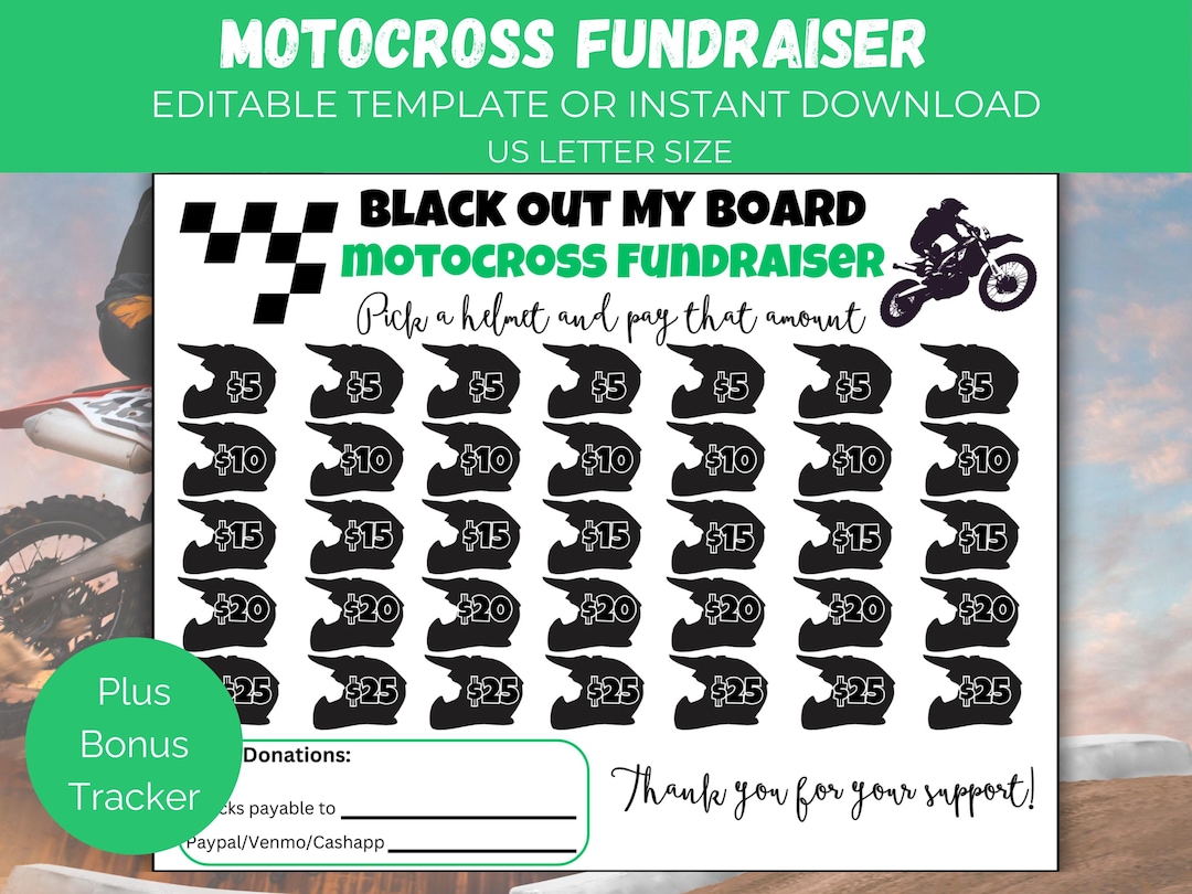 Editable Motocross Black Out My Board Fundraiser, Motocross Fundraiser ...