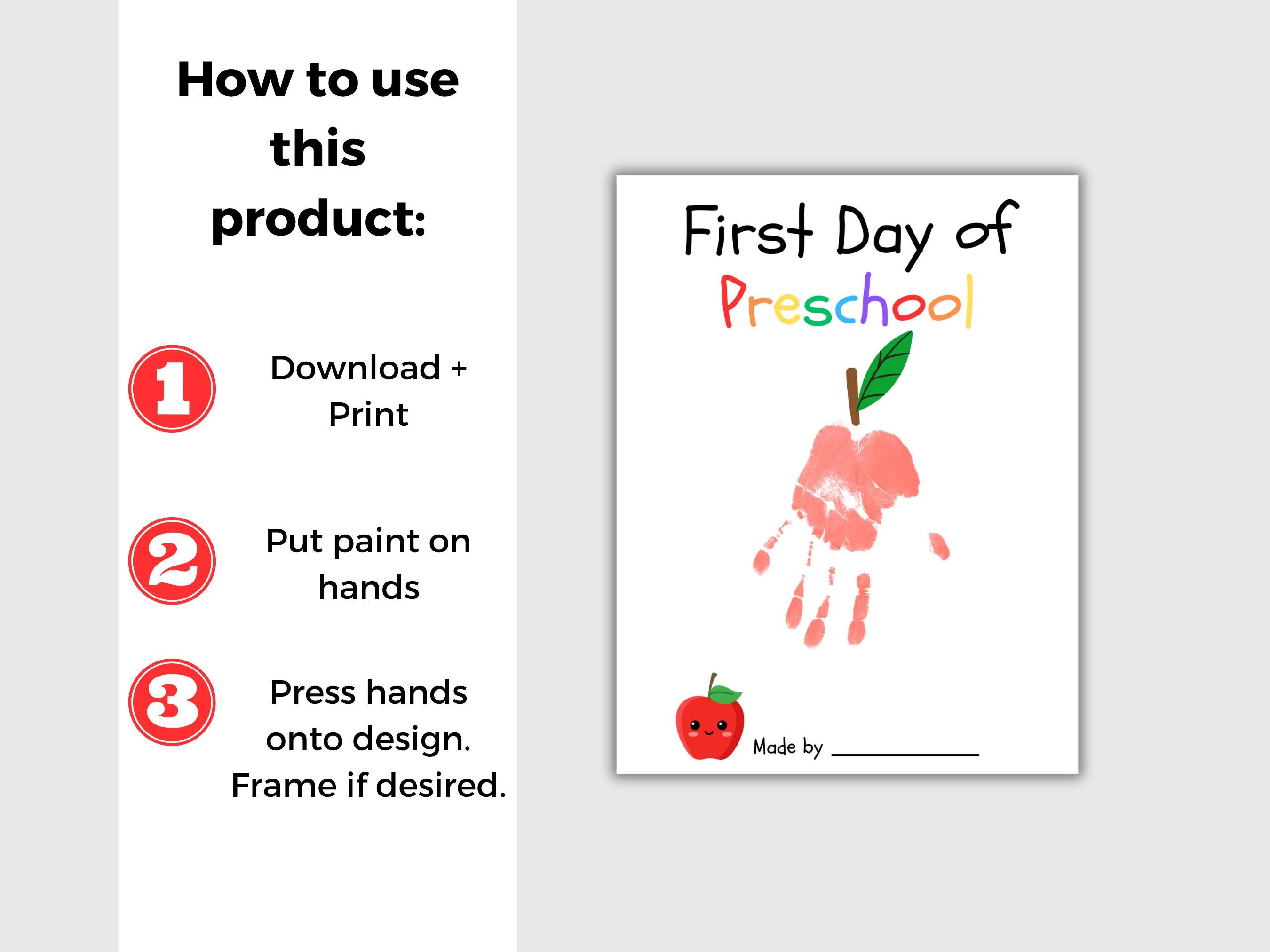 First Day of Preschool Handprint Art, Apple Handprint Craft, Preschool ...