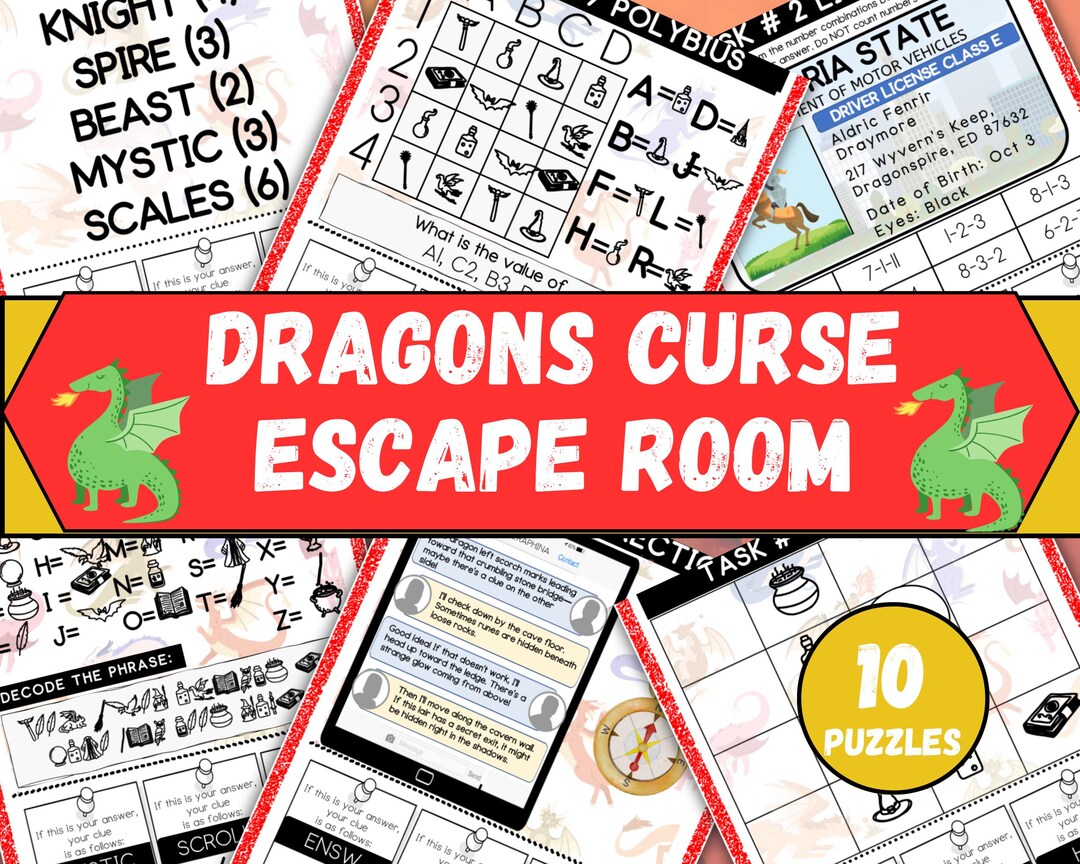 Dragon Escape Room for Kids, Printable Escape Room Kit, Birthday Party ...