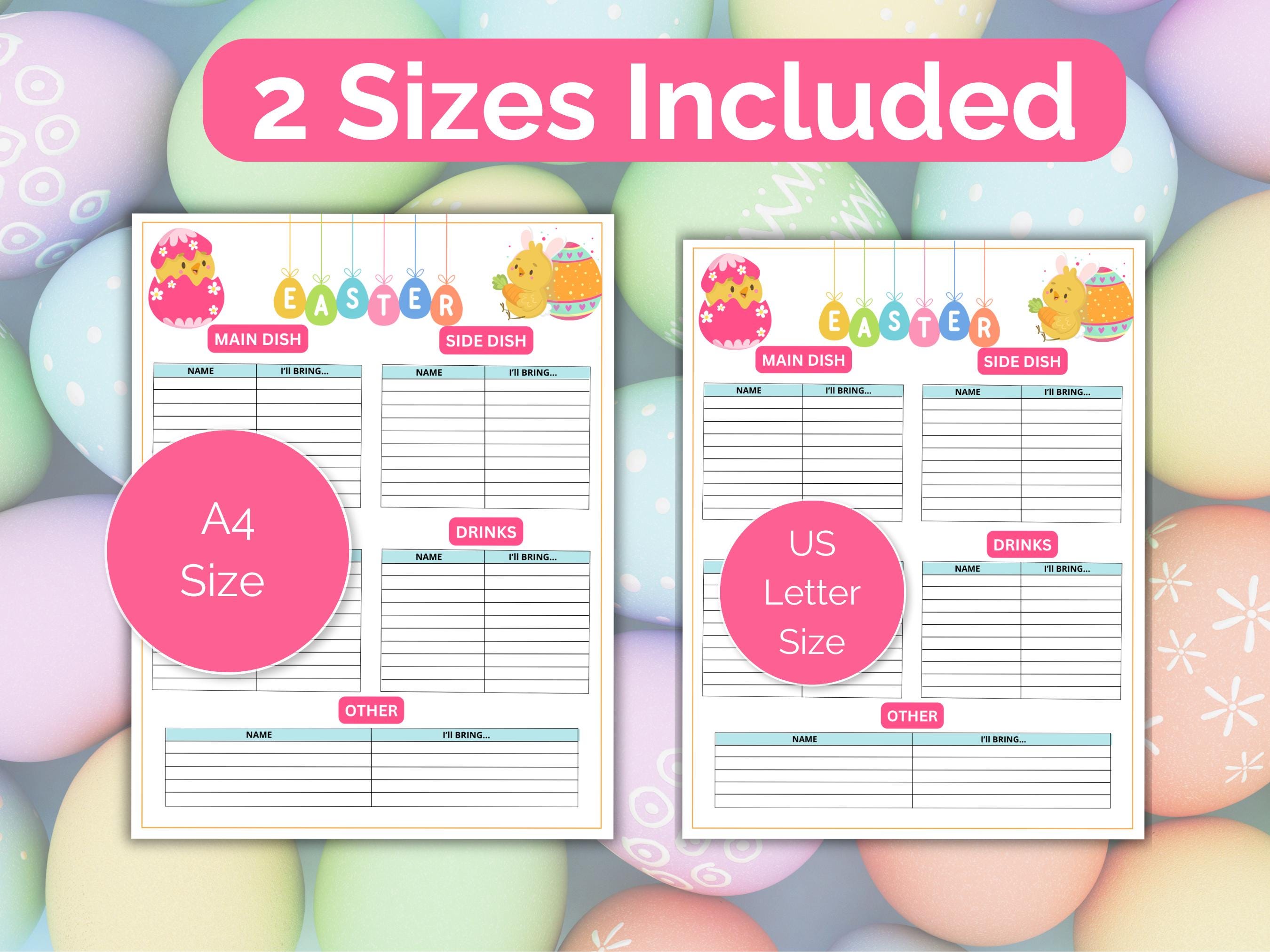 Easter Potluck Sign up Sheet, Printable Easter Party Potluck Sign up ...
