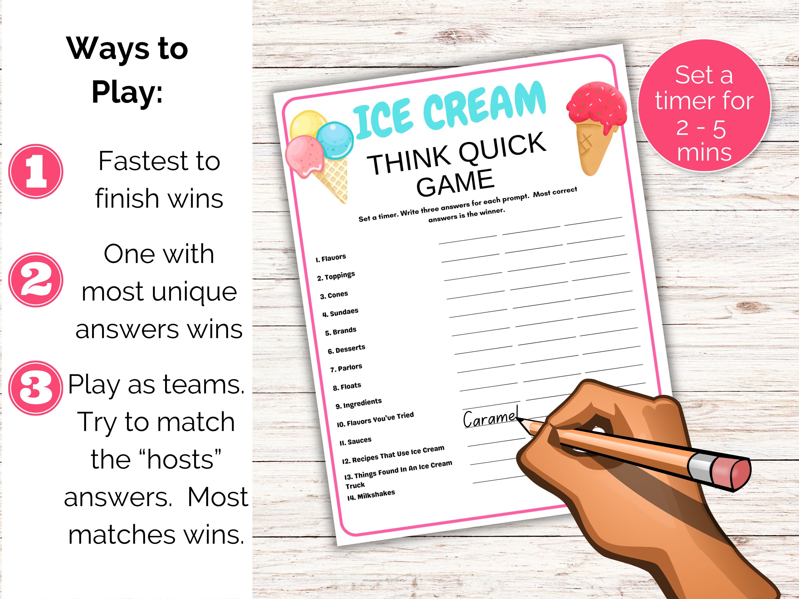 Ice Cream Think Quick, Ice Cream Party Game for Kids and Adults, Ice ...